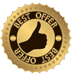 Best offer golden label with ribbons Royalty Free Vector