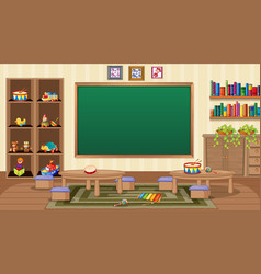 Empty classroom scene with interior decoration Vector Image