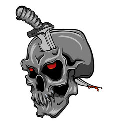 Skull with a knife and white Royalty Free Vector Image