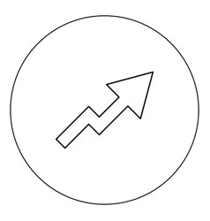 Growth chart the black color icon in circle Vector Image