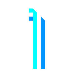 One blue glossy bright number kids font Royalty Free Vector