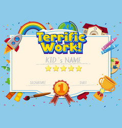 Certificate template for art award with crayons Vector Image