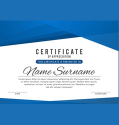 Certificate template in elegant blue color with Vector Image