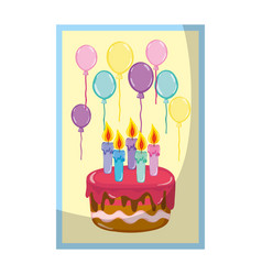 Woman with birthday framework and balloons Vector Image