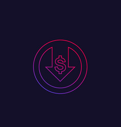 Reduce costs icon with pound linear Royalty Free Vector