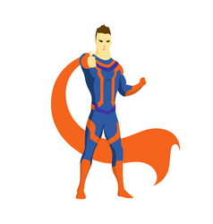 Superhero standing with cape waving in the wind Vector Image