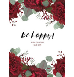 Floral greeting card design with red flowers Vector Image