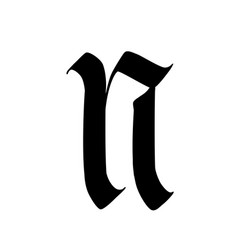 Letter n in gothic style alphabet symbol Vector Image