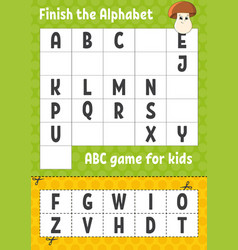 Finish the alphabet abc game for kids cut Vector Image