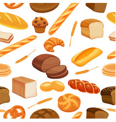 Bakery bread and pastry dessert seamless pattern Vector Image