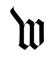 Letter w in gothic style alphabet symbol Vector Image