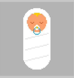 Crying baby pixel art 8 bit little child cry Vector Image
