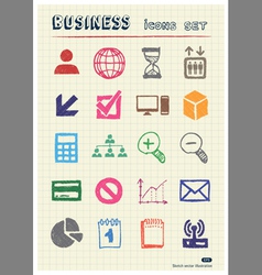 Business web icons set drawn color pencils Vector Image