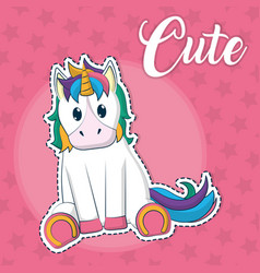 Fantasy animal horse unicorn with rainbow Vector Image