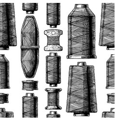 Pattern with sewing thread bobbins Royalty Free Vector Image