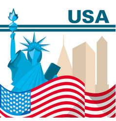 Statue of liberty eagle and american flag Vector Image