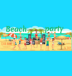 Beach party youth dances and drinks on beach Vector Image