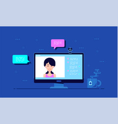 Video call concept banner design in flat style Vector Image