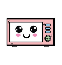 Kawaii cute happy microwaves technology Royalty Free Vector