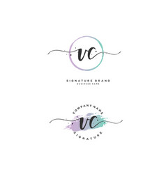 V c vc initial letter handwriting and signature Vector Image