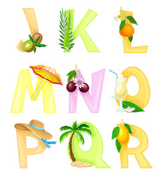 Capital alphabetical character with hibiscus Vector Image