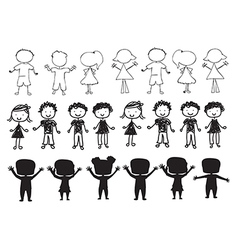 Group of children holding hands icon Royalty Free Vector