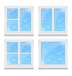 Set windows with transparent blue glass Royalty Free Vector