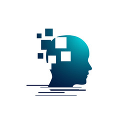 Machine learning logo design brain ai technology Vector Image