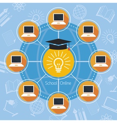 School online e-learning objects background Vector Image