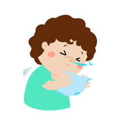 Little boy sneezing cartoon Royalty Free Vector Image