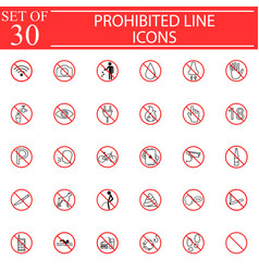 Prohibited signs line icon set forbidden symbols Vector Image