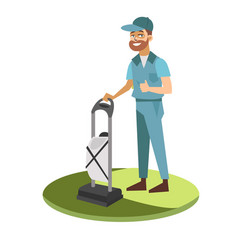 Man using vacuum cleaner Royalty Free Vector Image