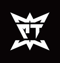 Mt logo monogram with hexagon shape and piece Vector Image