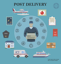 Delivery man postman courier post stick figure Vector Image