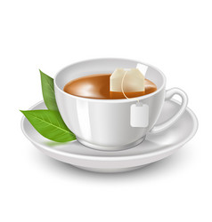 Realistic detailed 3d black tea ads Royalty Free Vector