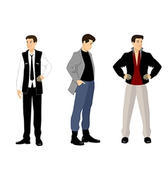 Cute five man cartoon are standing Royalty Free Vector Image