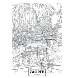 Zagreb city plan detailed map Royalty Free Vector Image