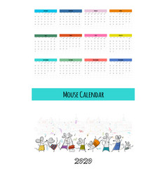 Funny mouses party symbol 2020 year calendar Vector Image