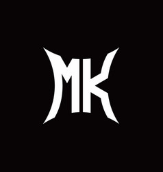 Mk monogram logo with shield shape design template