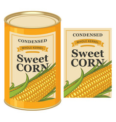 Tin can label for canned sweet corn with the cob Vector Image