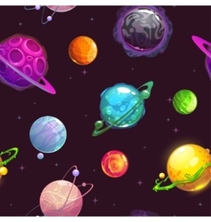 Seamless pattern with cute cartoon funny planets Vector Image