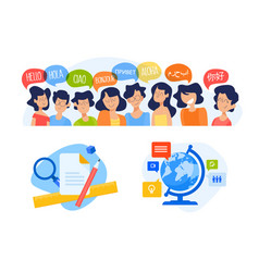 Language school and courses Royalty Free Vector Image