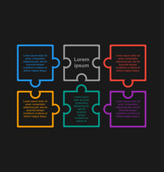 Colorful puzzle six pieces infographic six steps Vector Image