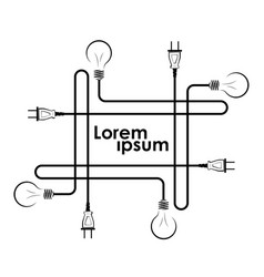 Electric incandescent lamp with wire and plug Vector Image