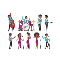 Cartoon jazz artists characters singing and Vector Image