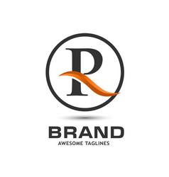 R letter logo design with circle steel swoosh Vector Image