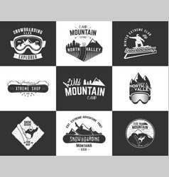 Snowboarding goggles extreme logo and label Vector Image