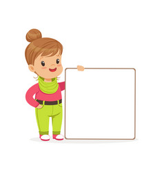 Sweet girl character with white empty message Vector Image