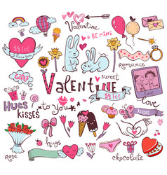 Valentine doodle set Royalty Free Vector Image