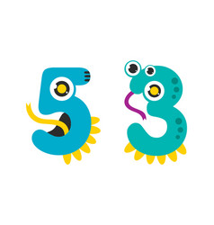 Number six cute monster funny fantasy creature Vector Image